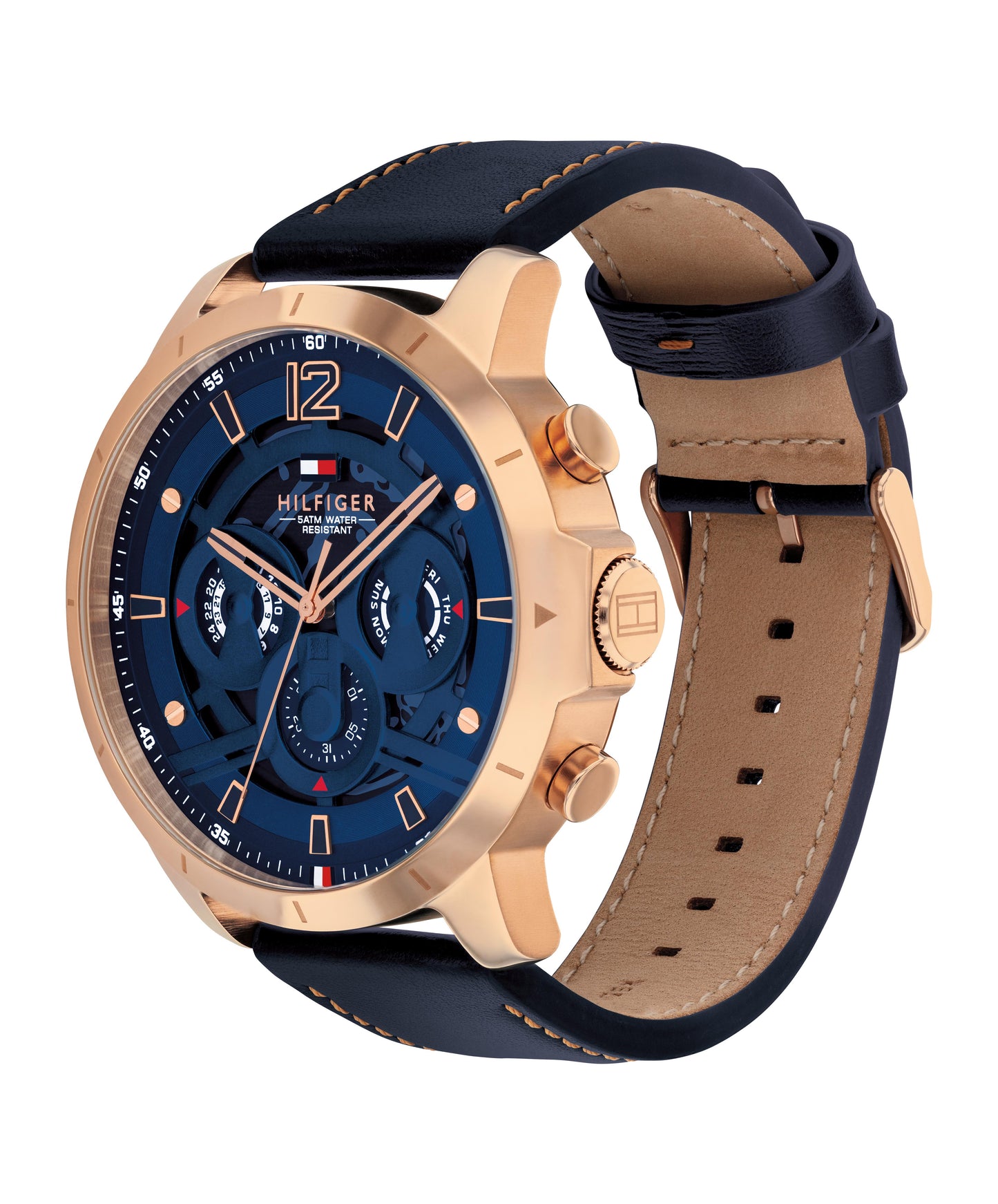 Tommy Hilfiger 1792206 Men's Leather Strap Blue Dial Quartz Watch – The ...