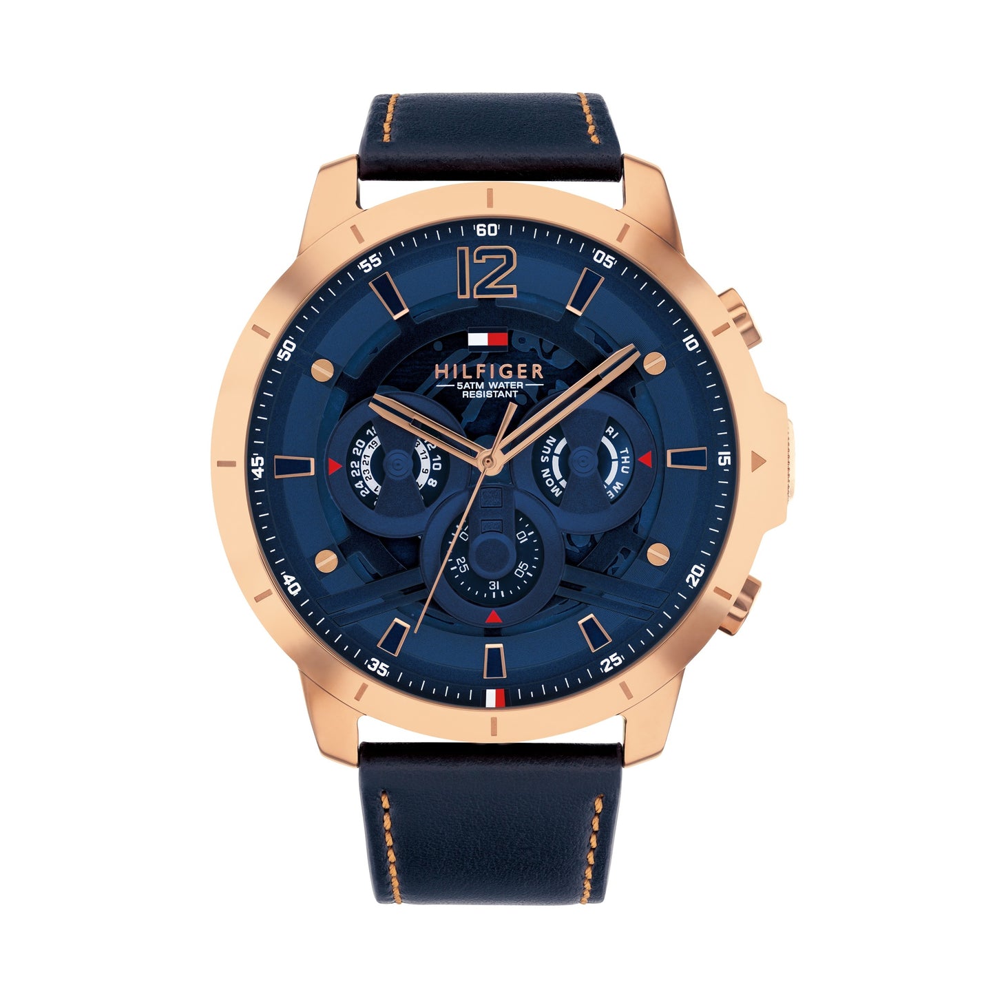 Tommy Hilfiger 1792206 Men's Leather Strap Blue Dial Quartz Watch – The ...